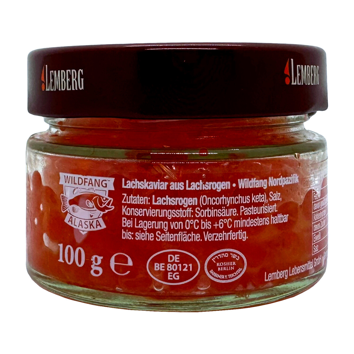 3x 100g Keta Lachs Kaviar Fisch Rogen Wildfang USA Alaska Lemberg Glas ...