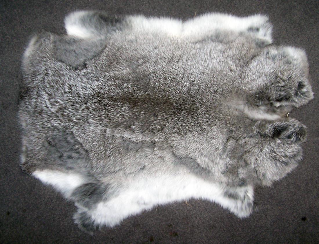 2 RABBIT SKIN NATURAL LIGHT GREY fur pelt bunny soft crafts supply ...
