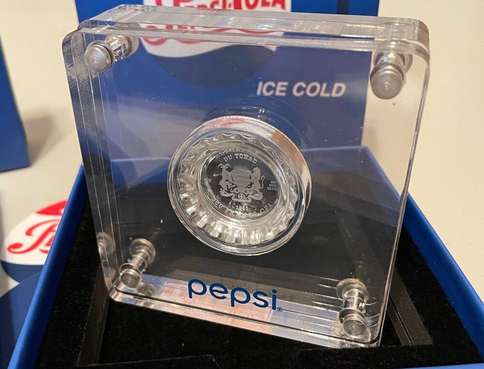 🔥 2 PEPSI-COLA .999 SILVER RETRO BOTTLE CAP 2022 PROOFS (NICE !!!) 🔥NO ...