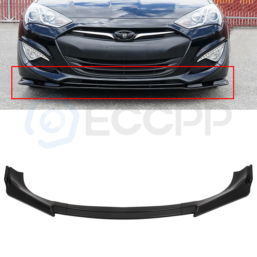 Fits 2013-2016 Hyundai Genesis Coupe 3pcs Gloss Black Front Bumper Lip ...