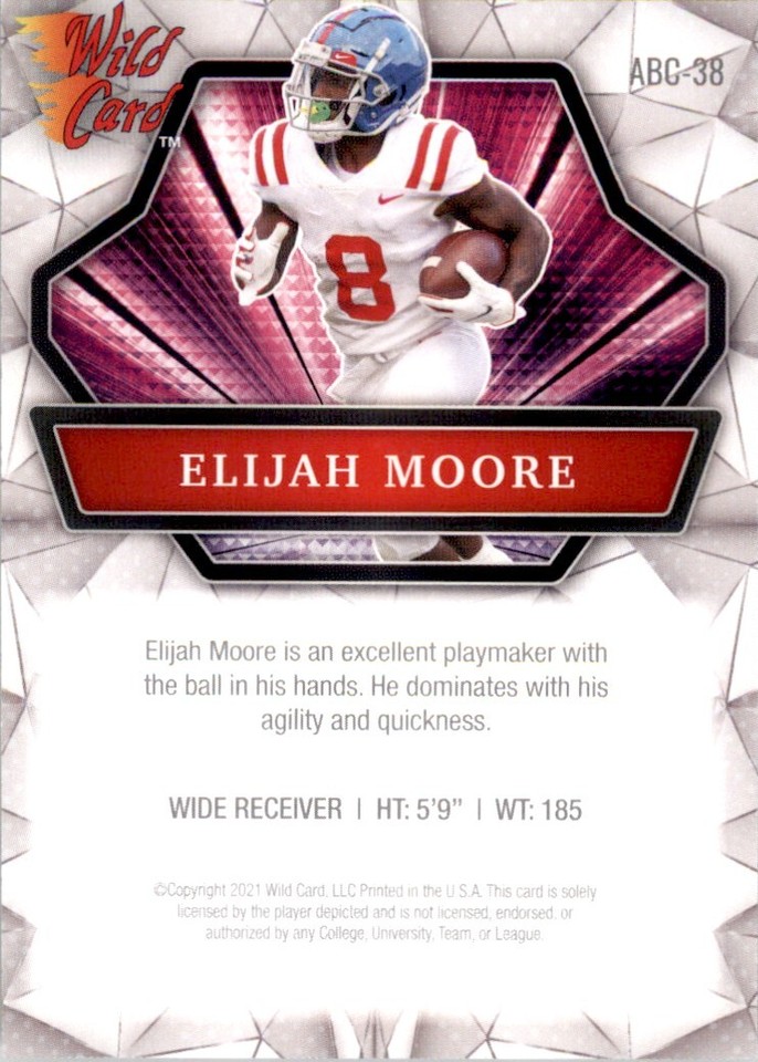 2021 Wild Card Allumination Elijah moore Rookie #ABC38 | eBay