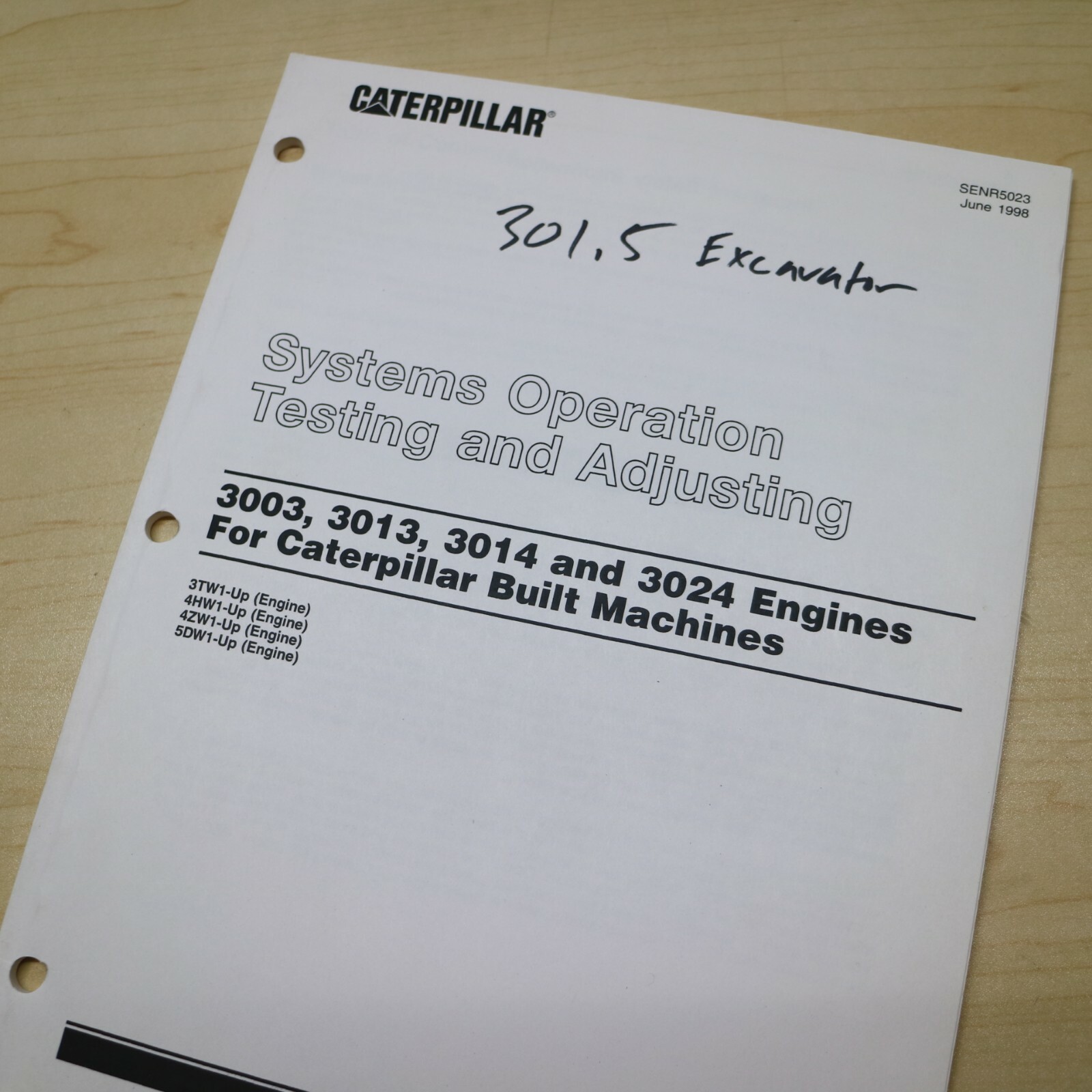 CATERPILLAR 3003 3013 3014 3024 Engine System Operation Test Service ...