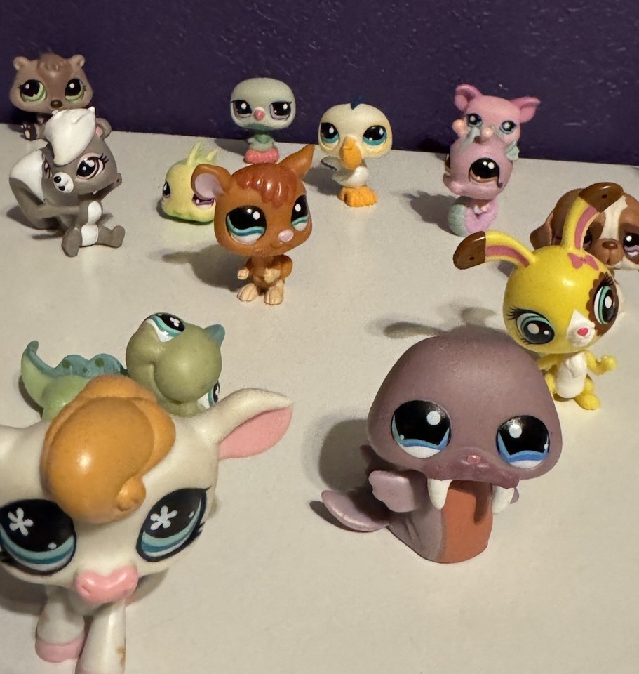 Vintage Littlest Pet Shop Lot 27 Pets Cat Dog Skunk Walrus Llama 2000s ...