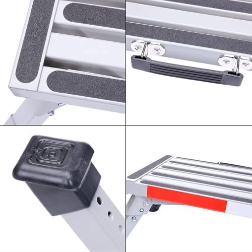 Homeon Wheels Aluminum RV Steps Adjustable Folding Platform Step with ...