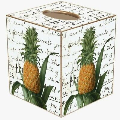 MARYE-KELLEY, WILLIAMSBURG PINEAPPLE CUBED TISSUE BOX COVER, 5" TALL ...