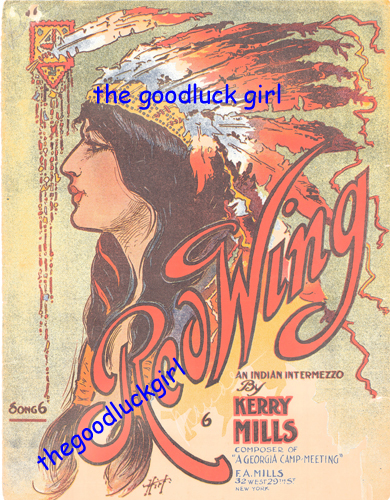 1907 Native American PRINCESS RED WING 8x10 vintage sheet music Hirt ...
