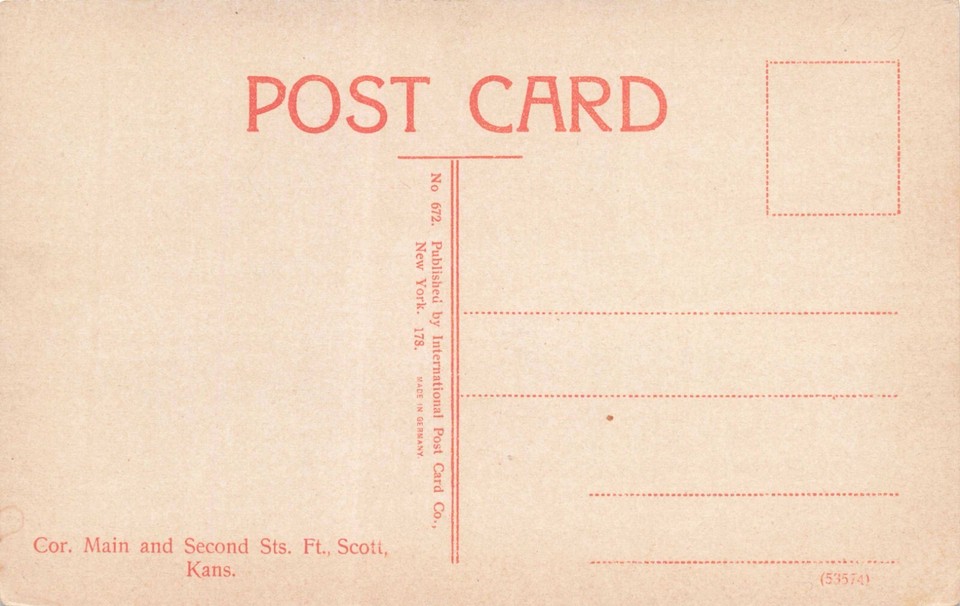 Postcard KS Fort Scott Corner of Main and Second Wall Street Trolley ...