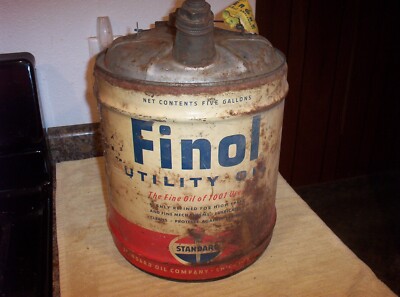 VINTAGE STANDARD OIL COMPANY " FINOL " 5 GALLON OIL CAN | eBay