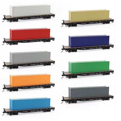 9pcs Different Colored HO Scale 40ft 1:87 Blank Shipping Container ...