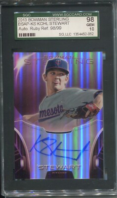 2013 BOWMAN STERLING RUBY REFRACTOR AUTO KOHL STEWART TWINS 98/99 sgc ...