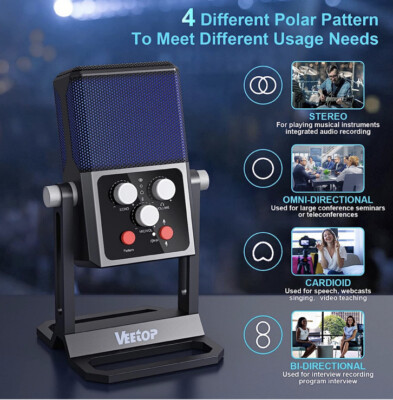 Veetop Multidirectional Condenser PC Mic Computer Gaming Podcasting | eBay