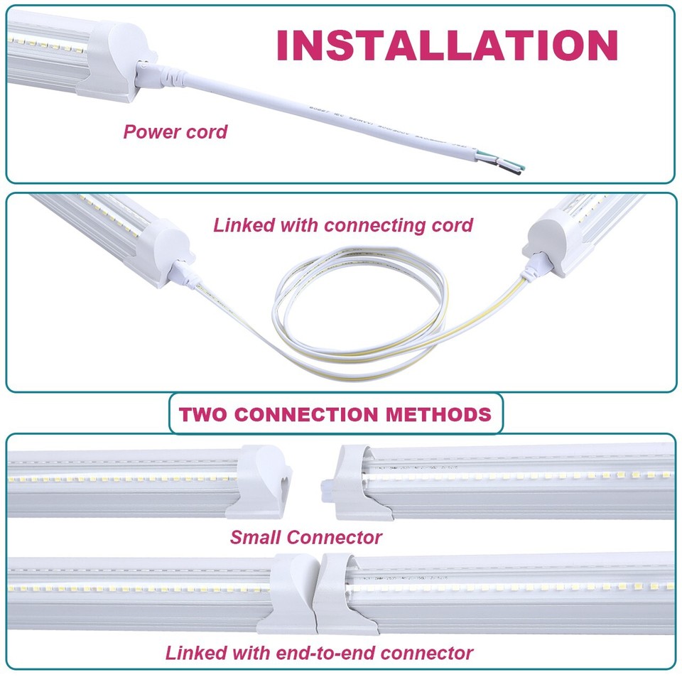 12 Pack 4FT 60W LED Linkable Shop Ceiling Light Super Bright Daylight ...