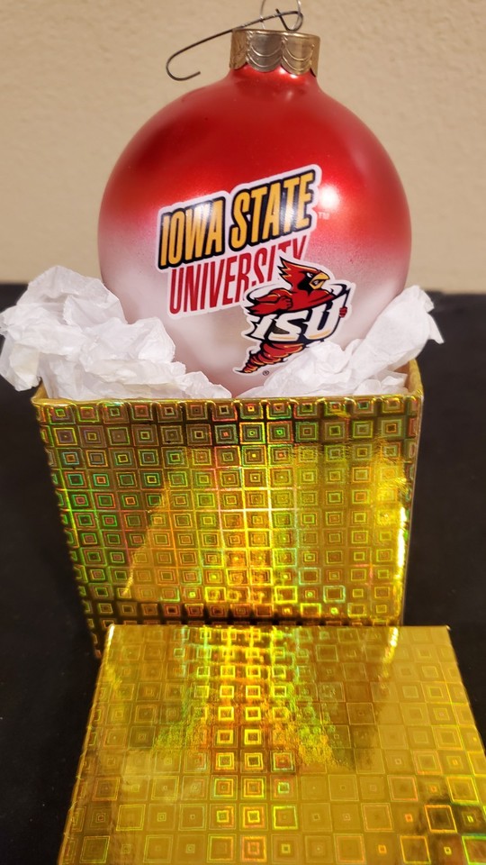Vintage Iowa State Cyclones Christmas Ornament Glass Ball Cy Bird ...