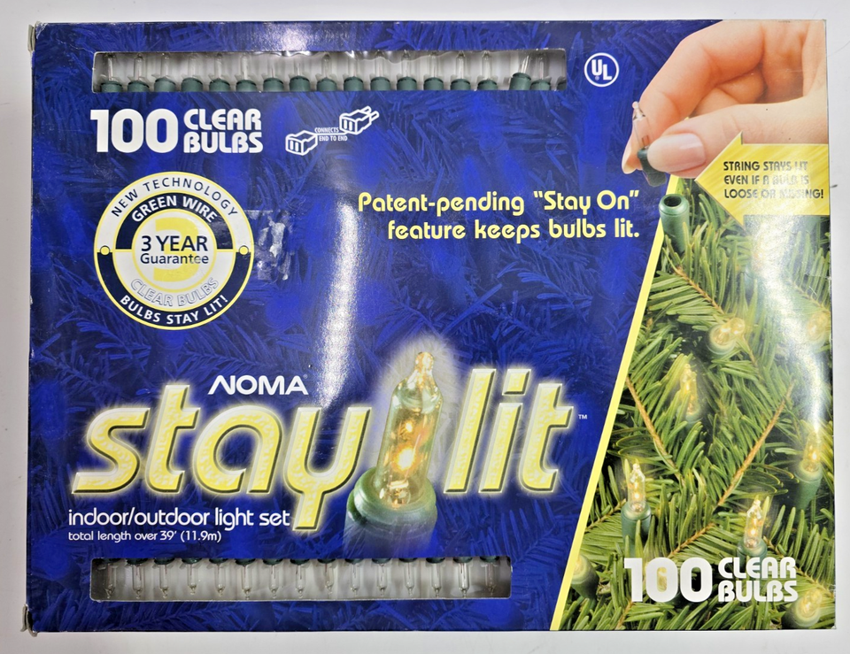 LOT of 3 Boxes~ VTG NOMA Stay Lit Indoor Outdoor Clear Light Set 100 ...