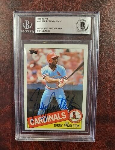 1985 TOPPS TERRY PENDLETON CARDINALS SIGNED AUTOGRAPH #346 CARD BECKETT ...