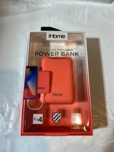 IHome Dual USB Portable Power Bank 10000 mAh X4 Extra Charge Pink | eBay