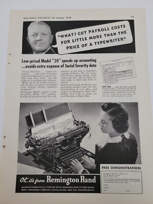 1938 Remington Rand model 20 business accounting machine vintage ad | eBay