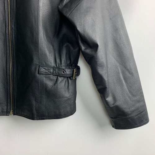 KC Collection Jacket Black Leather Collared Zip Side Buckle Design ...