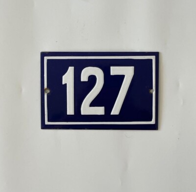 Vintage 1950's Enamel Porcelain Street House Sign 127 Plaque Number ...