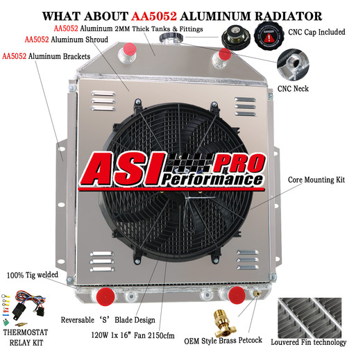 4 Row Radiator Shroud Fan Relay FIT 1942-52 Ford F1 F2 F3 Trucks ...