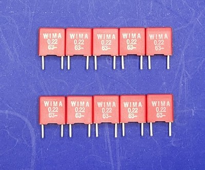 10 Genuine WIMA 0.22uF .22uF 63v MKS2 PET Film Capacitors FASTEST FREE ...