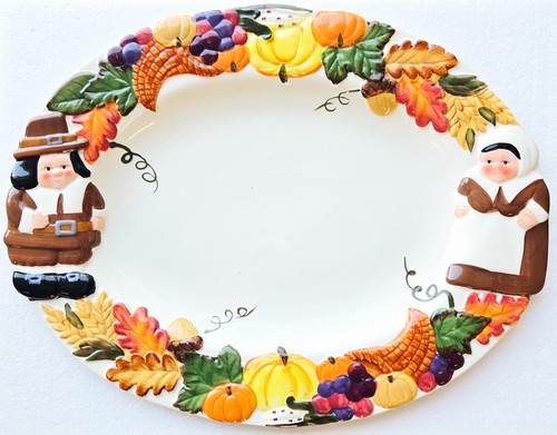 Publix The Pilgrim Pair Thanksgiving Serving Platter 17”x 13" with Box ...