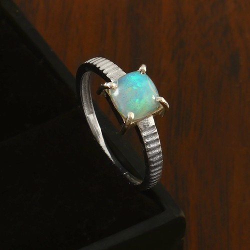 White Fire Opal Ring for Women Wedding Party 925 Silver Rings Jewelry ...