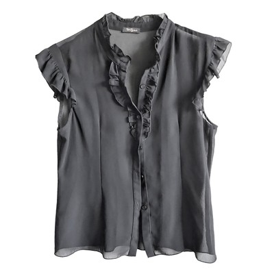 Twenty One Forever 21 Sheer Black Ruffle Sleeve Top | Sz M | eBay