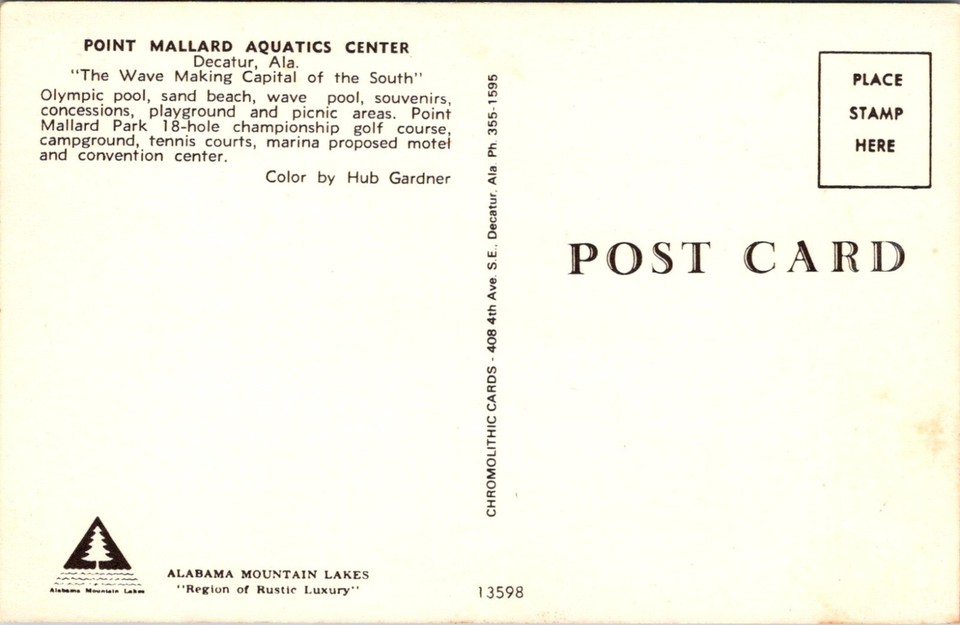 Decatur Alabama AL Point Mallard Aquatics Center Wave Pool Postcard A58 ...