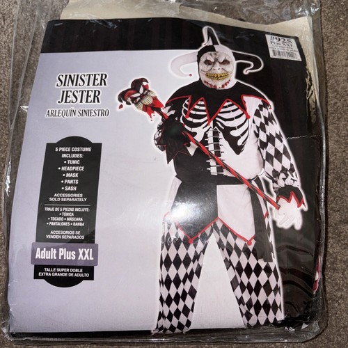 Sinister Jester Costume Adult Plus Size XXL 48 To 52 Halloween Cosplay ...