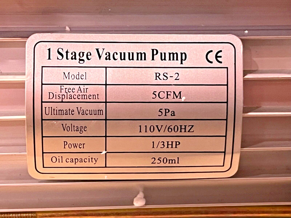 5 Gallon Tempered Glass Vacuum Chamber With 5 CFM 1/3HP Single Stage ...