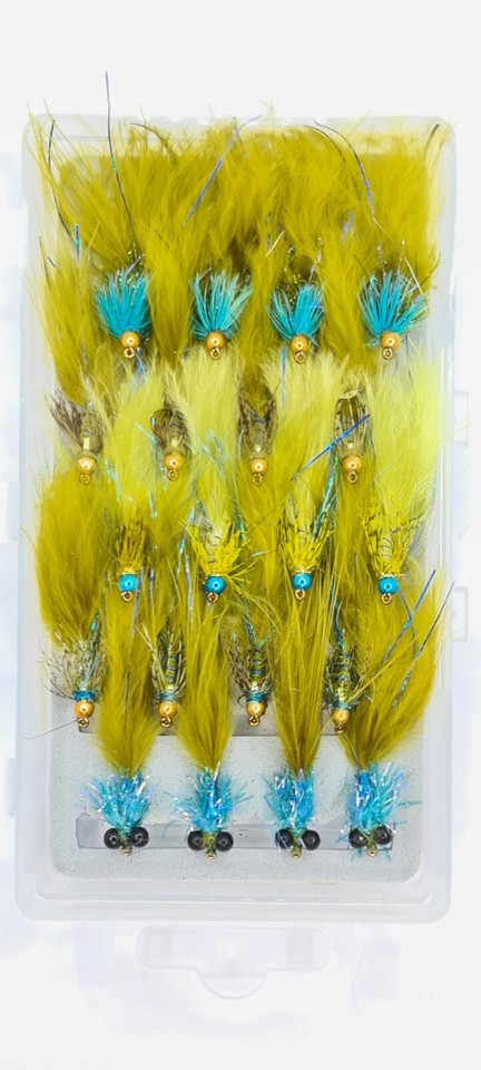 Trout Flies -Goldhead Blue Flash Damsel 5 patterns and Box selection ...