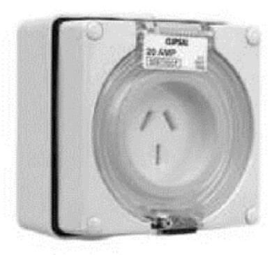 Clipsal 56-SERIES INDUSTRIAL SURFACE SOCKET 250V 20A 3-Pin Flat GREY ...