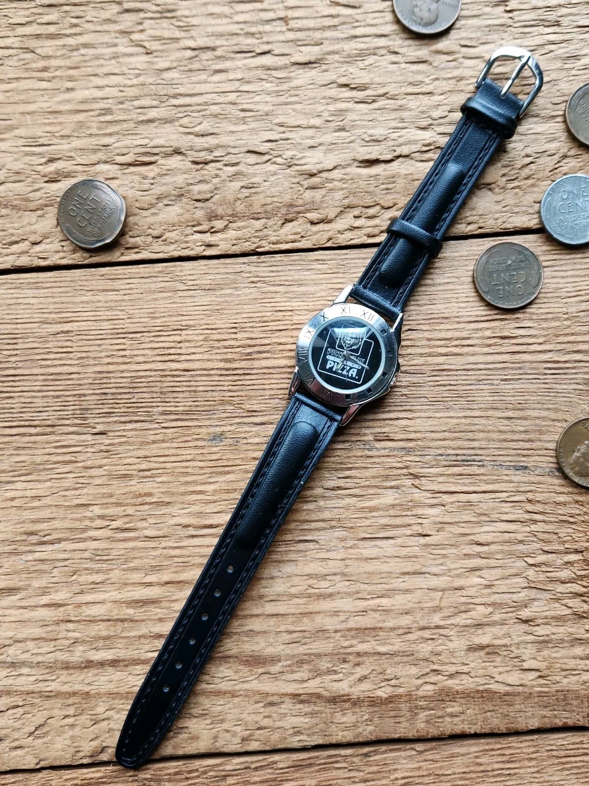 Vtg / Piccadilly Circus Pizza / Black on Black / Leat… - Gem