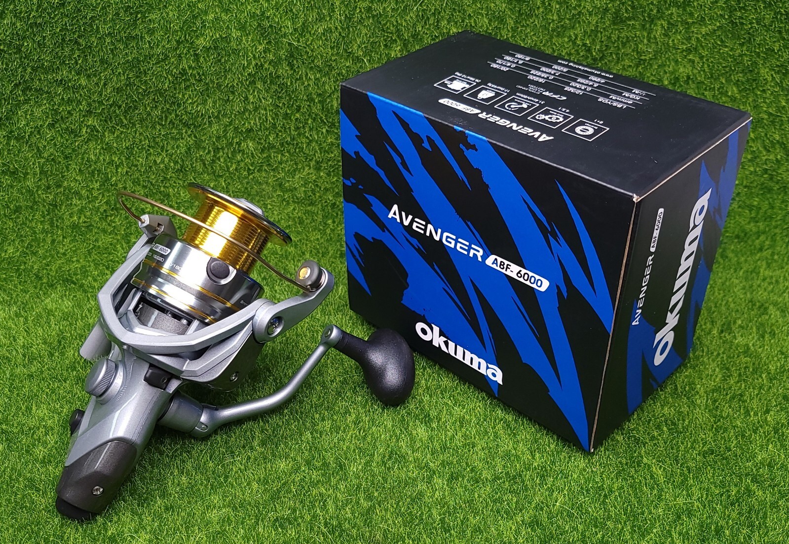 Okuma Avenger 4.5:1 Left/Right Hand Spinning Reel, Gold/Gray - ABF-6000 ...