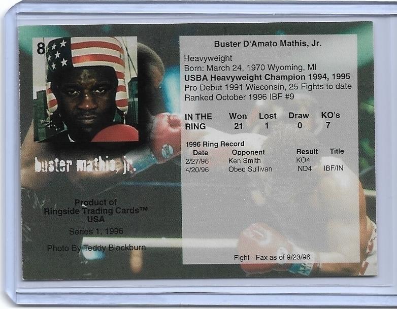 1996 RINGSIDE BUSTER MATHIS JR. BOXING CARD #8~ WYOMING | eBay
