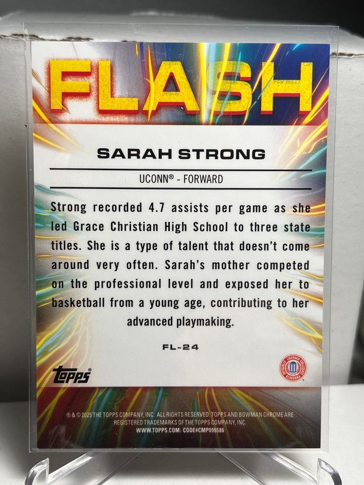 SARAH STRONG 2025 BOWMAN CHROME FLASH ORANGE REFRACTOR RC 04/25 UCONN ...