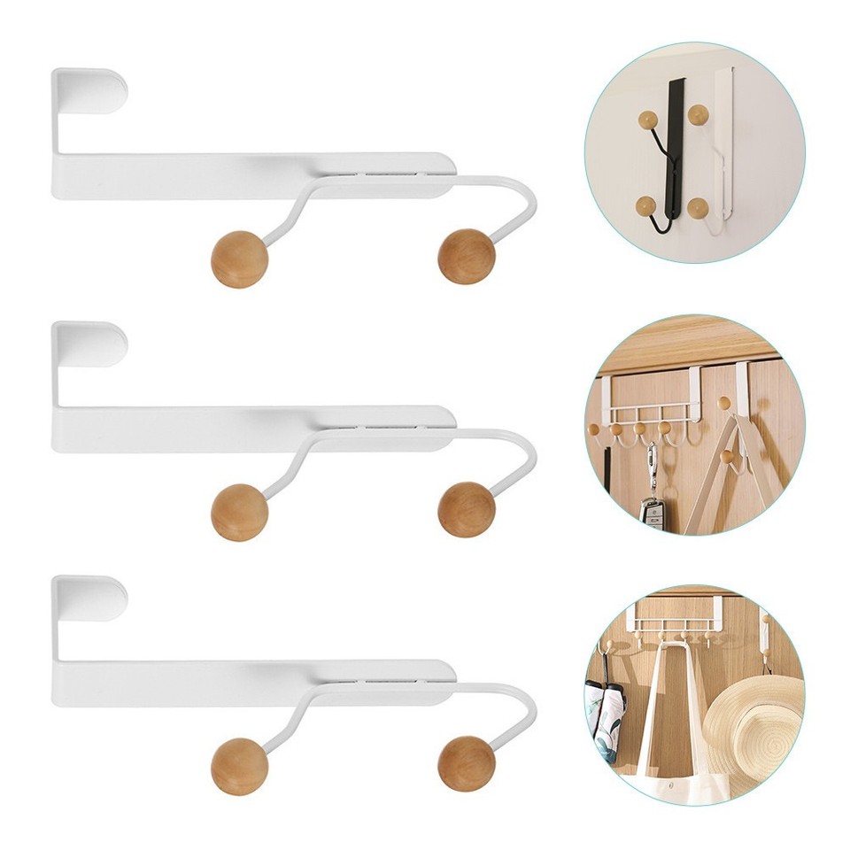 3 Pcs Coat Hanger Hooks for Hanging Clothes Utility over Door Storage ...