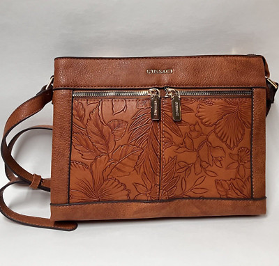 Gussaci Shoulder Bag Purse Brown Crossbody Handbag Faux Vegan Leather ...