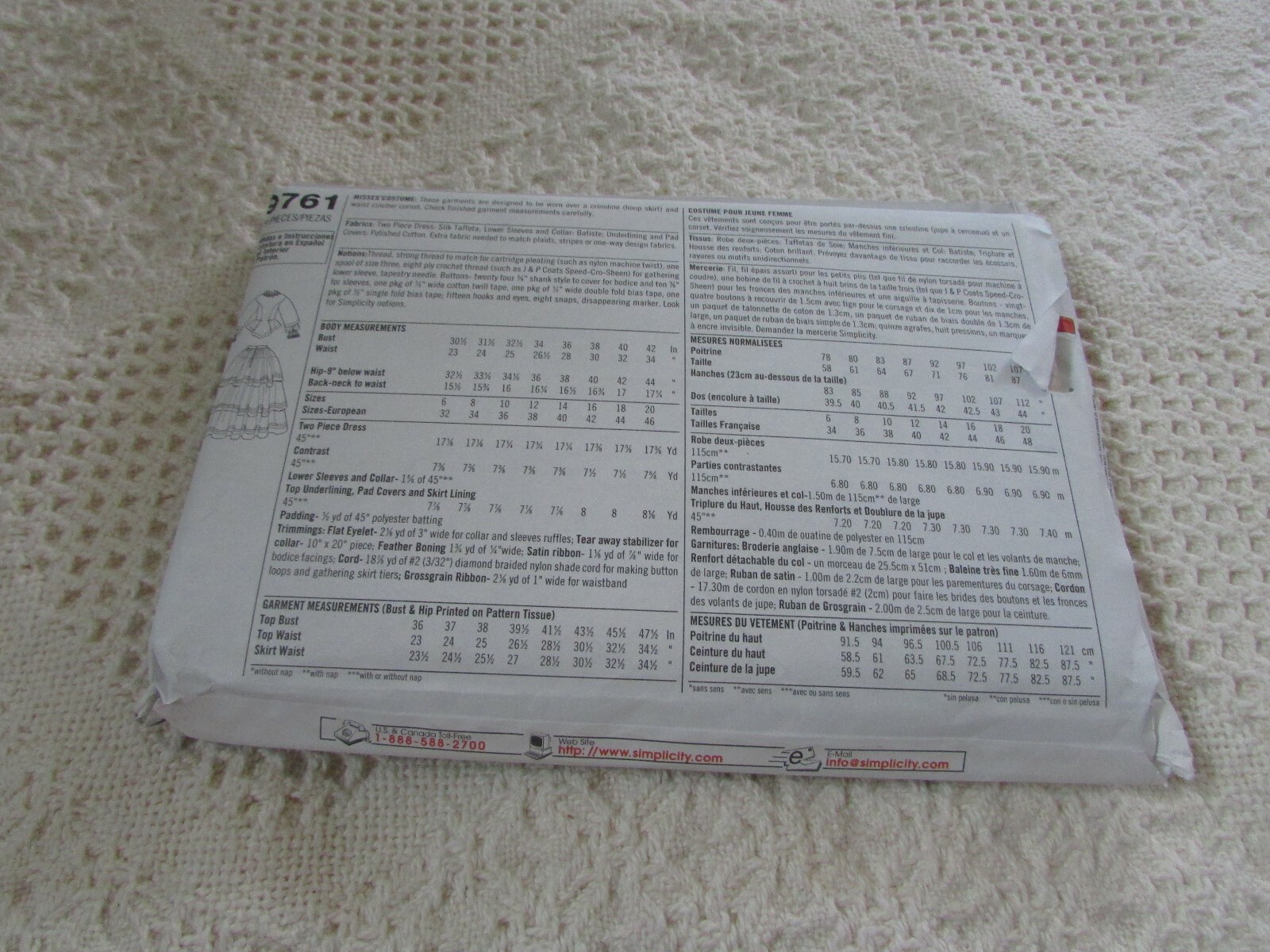 FABULOUS SIMPLICITY PATTERN 9761 FASHION HISTORIAN CRINOLINE COSTUME 2 ...