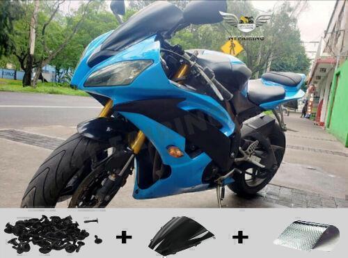 Fit for Yamaha 2008-2016 YZF R6 Blue Black Injection Molded Fairing Kit ...