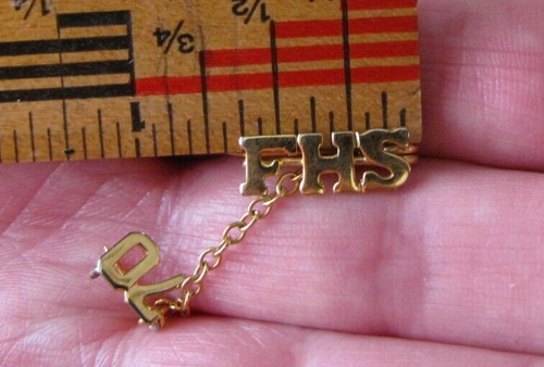 Foothill High School Class Pin BAKERSFILD CA FHS 1970 2-piece Gold Tone ...