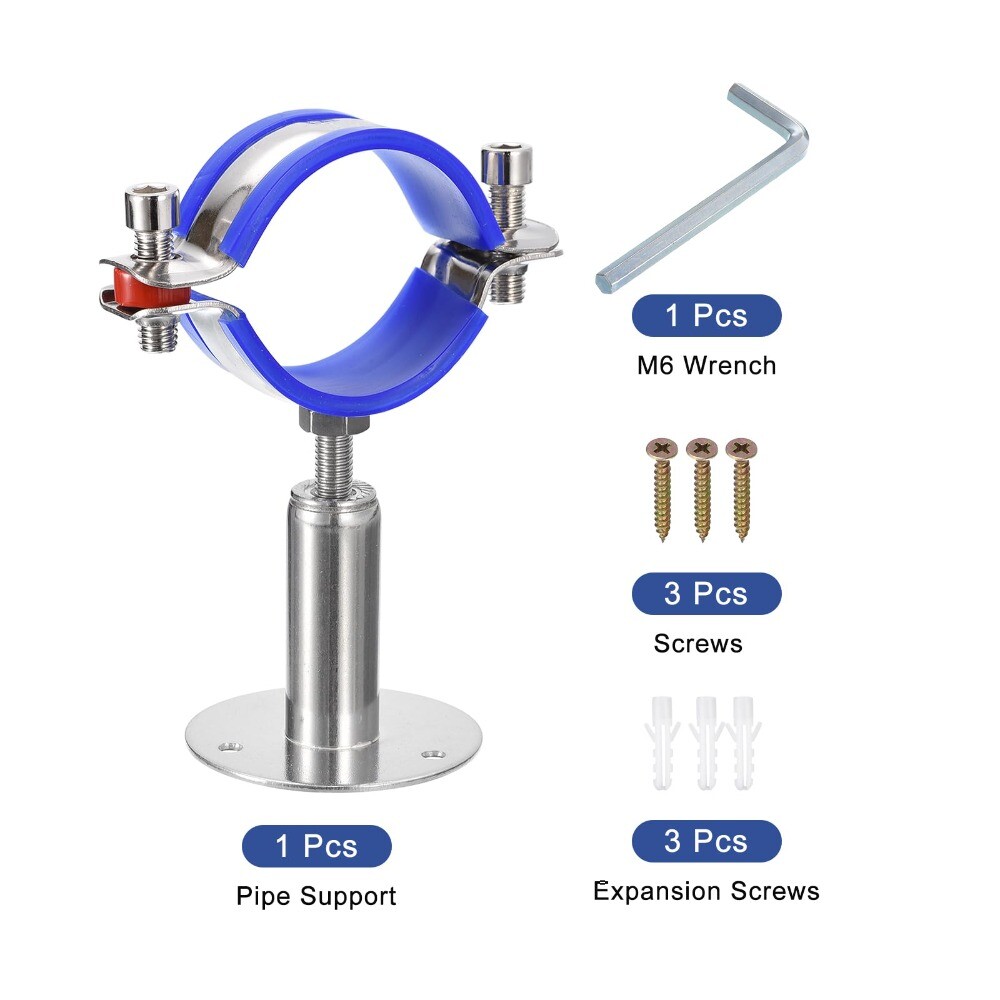 Silver Wall Mount Pipe Supports Stainless Steel Fixed Pipe Strap Worker ...