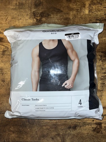 Men's 4pk Ribbed Tank Top - Goodfellow & Co™ Black L Open Package ...