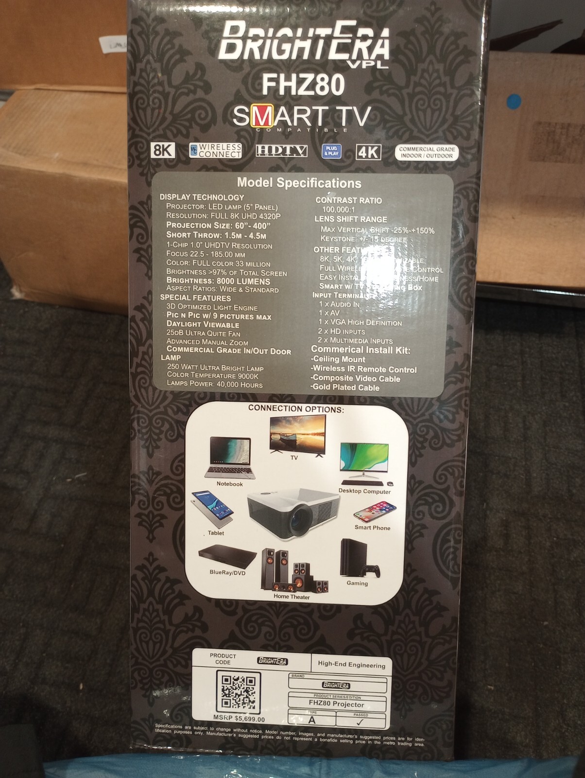 BrightEra VPL FHZ80 Smart Tv Projector 8K HD 4K 1080p | eBay