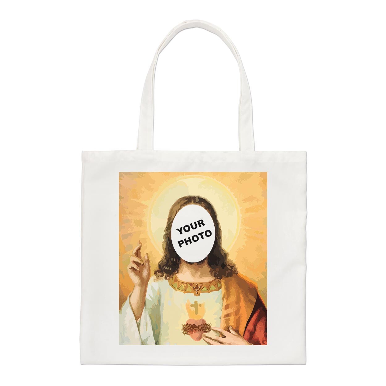 Personalised Jesus Cut Out Regular Tote Bag Funny Joke Birthday Shopper ...