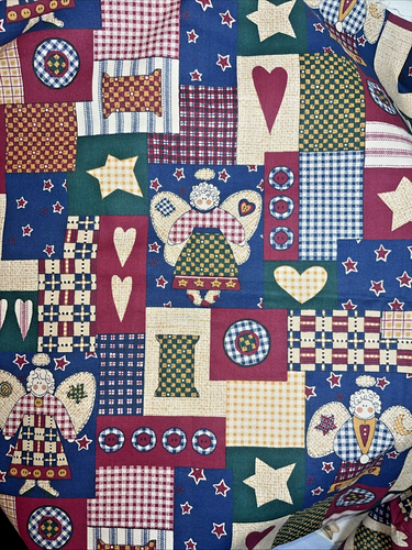 VTG 45"x36" Country Patchwork Fabric Spools Angles Stars | eBay