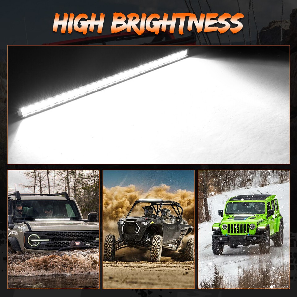 6/10/20/30/40" Slim Combo LED Work Light Bar Single Row Offroad Driving ...