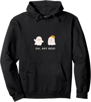Oh Hey Boo A Cute And Funny Ghost On Halloween Unisex Hooded Sweatshirt ...
