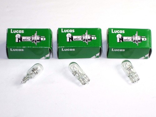 3 each 504 Wedge Bulb set 12V 3W W3W E2 Lucas # LLB504 speedo tach ...